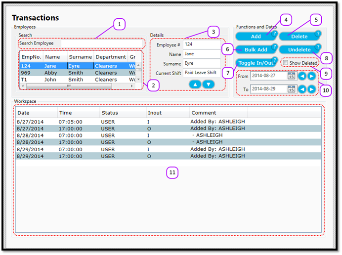 About the Transactions Screen – Ouch! Help Centre